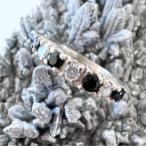 Vintage | Jewelry | Vintage Sterling Silver Black Tourmaline White Spinel Ring | Poshmark